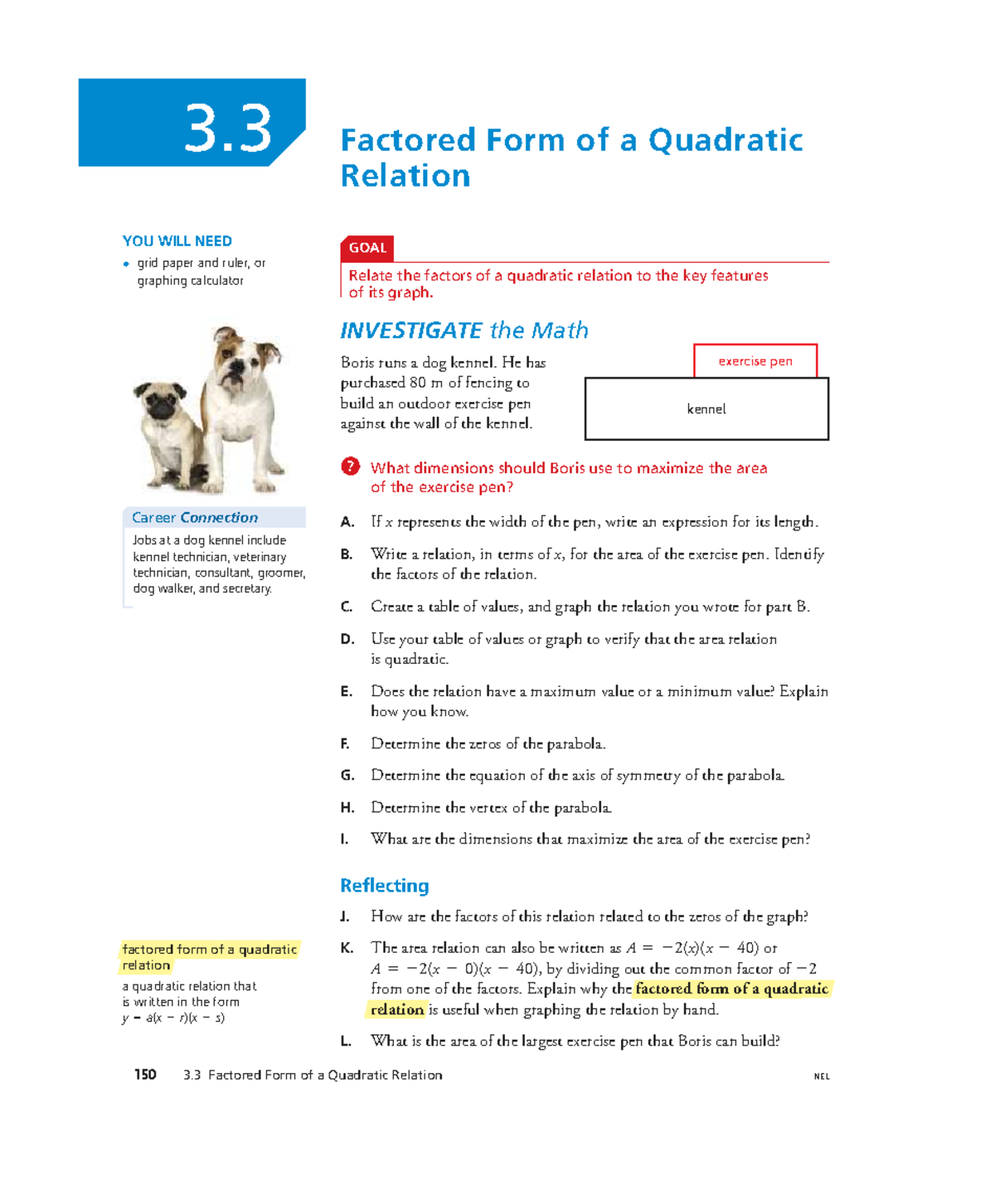 Factored Form of a Quadratic Relation: Key Concepts & Analysis (MATH 3. ...