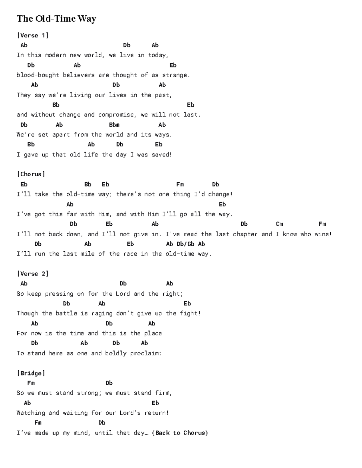 The Old-Time Way - Music Sheet Analysis - Studocu