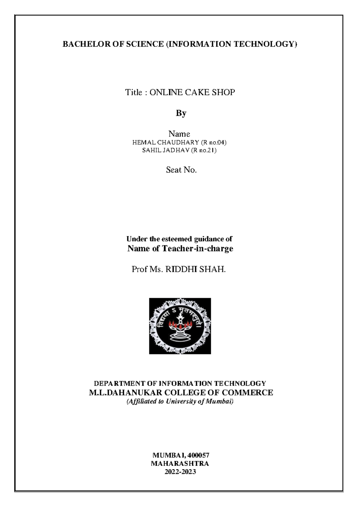 Online Cake Shop - BSc IT Final Year Project Report - Studocu