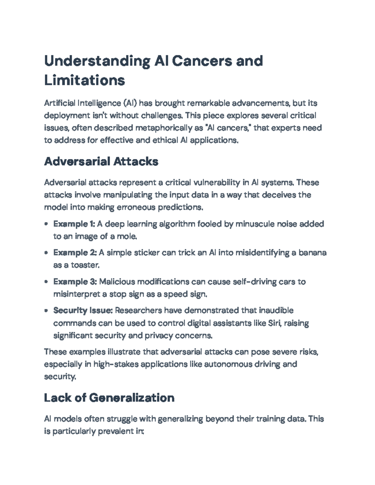 AI Challenges: Understanding Limitations, Biases, & Security Issues ...