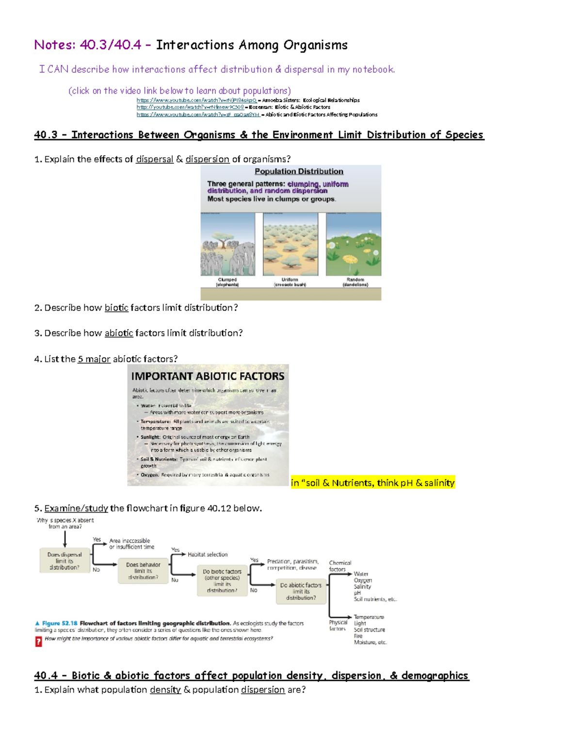 Ecology Notes 40: Interactions Among Organisms and Distribution Factors ...