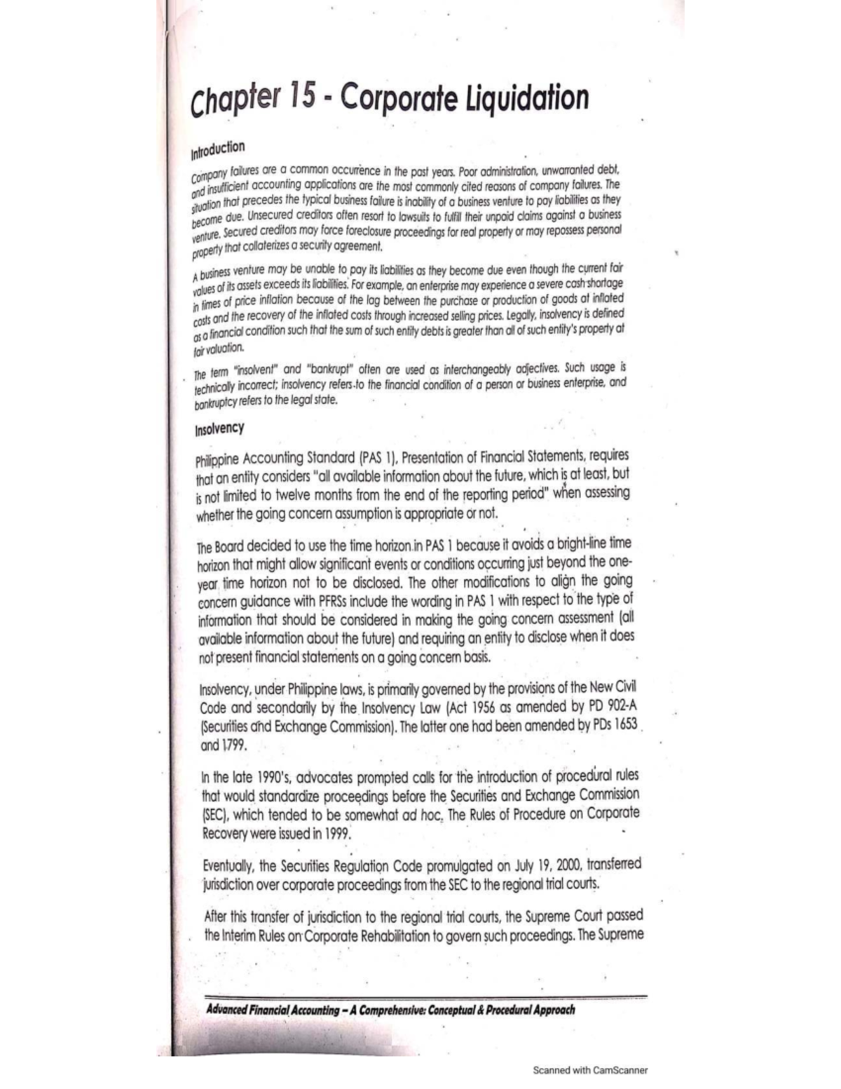 Chapter 15: Corporate Liquidation Overview and Key Concepts in Advanced ...