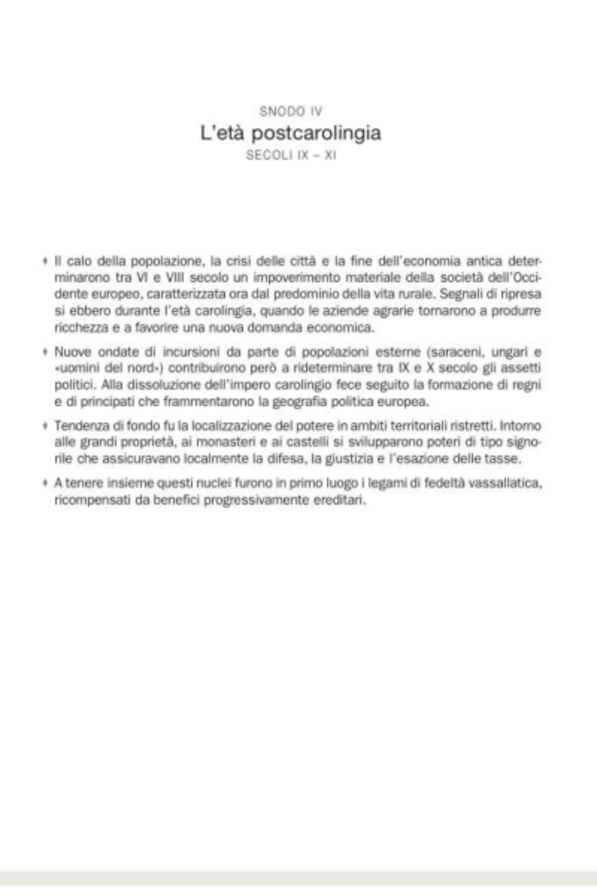 SNODO IV: Crisi Demografica e Ristrutturazione Sociale (SECOLI IX-XI ...