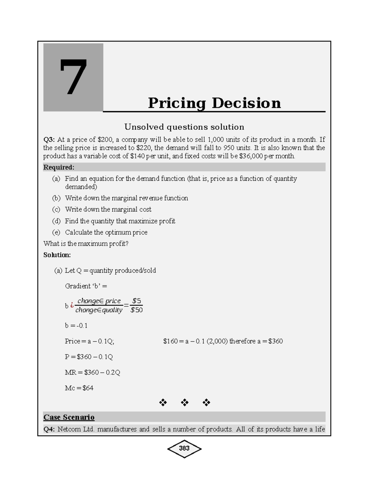Chapter 7: Pricing Decision Analysis & Solutions (Nov 2020) - Studocu