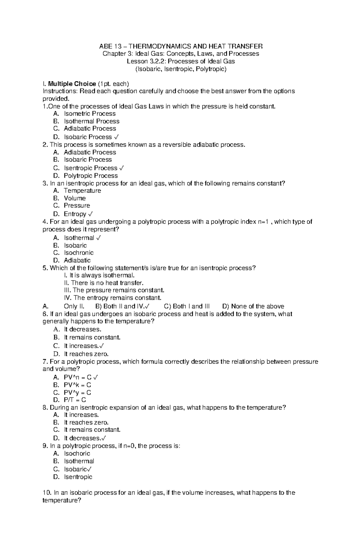 Ideal-GAS- G5-Question-and-answers - ABE 13 – THERMODYNAMICS AND HEAT ...