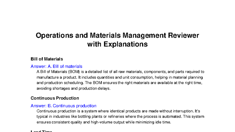 Operations and Materials Management Review: Key Concepts Explained ...