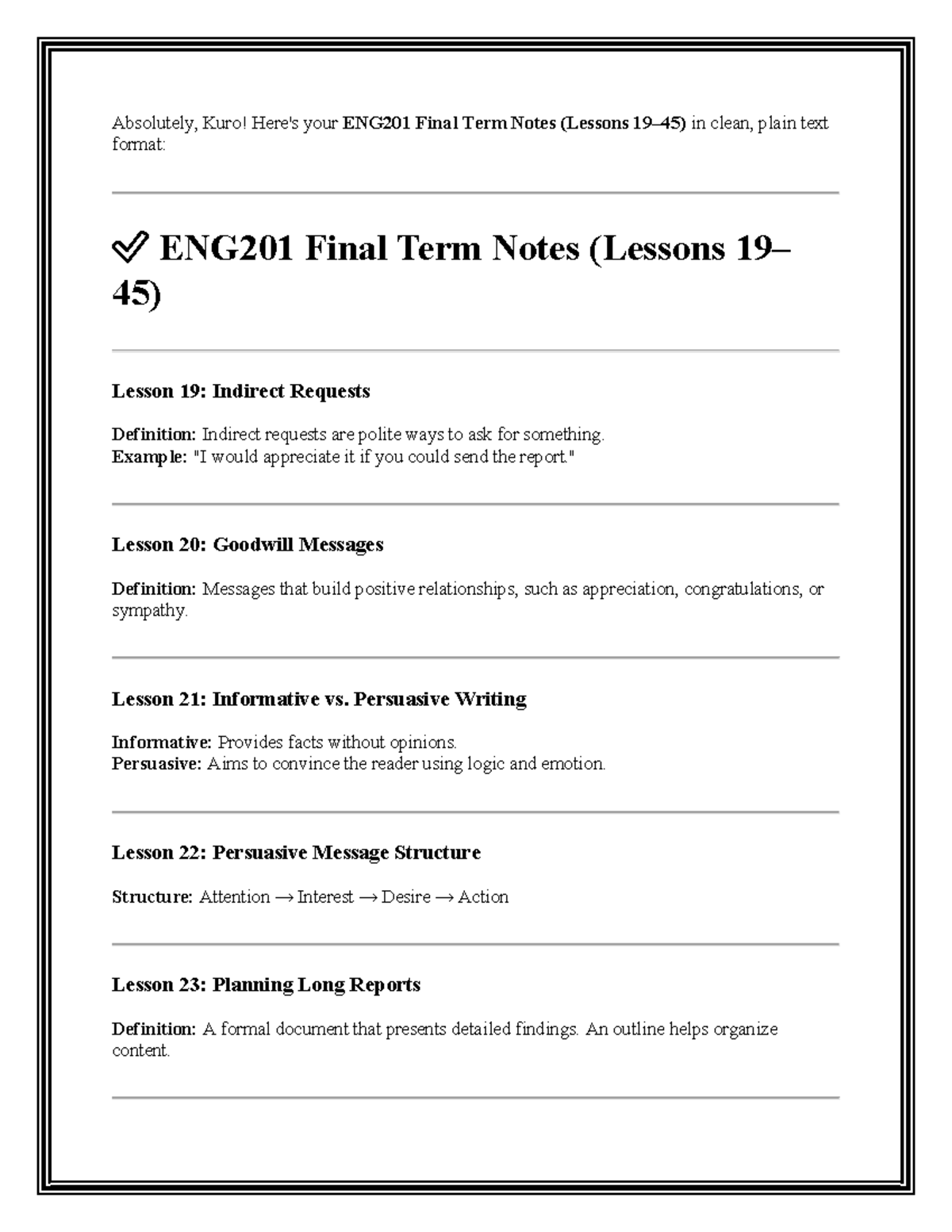 ENG201 Final Term Notes: Key Concepts & Exam Tips - Studocu