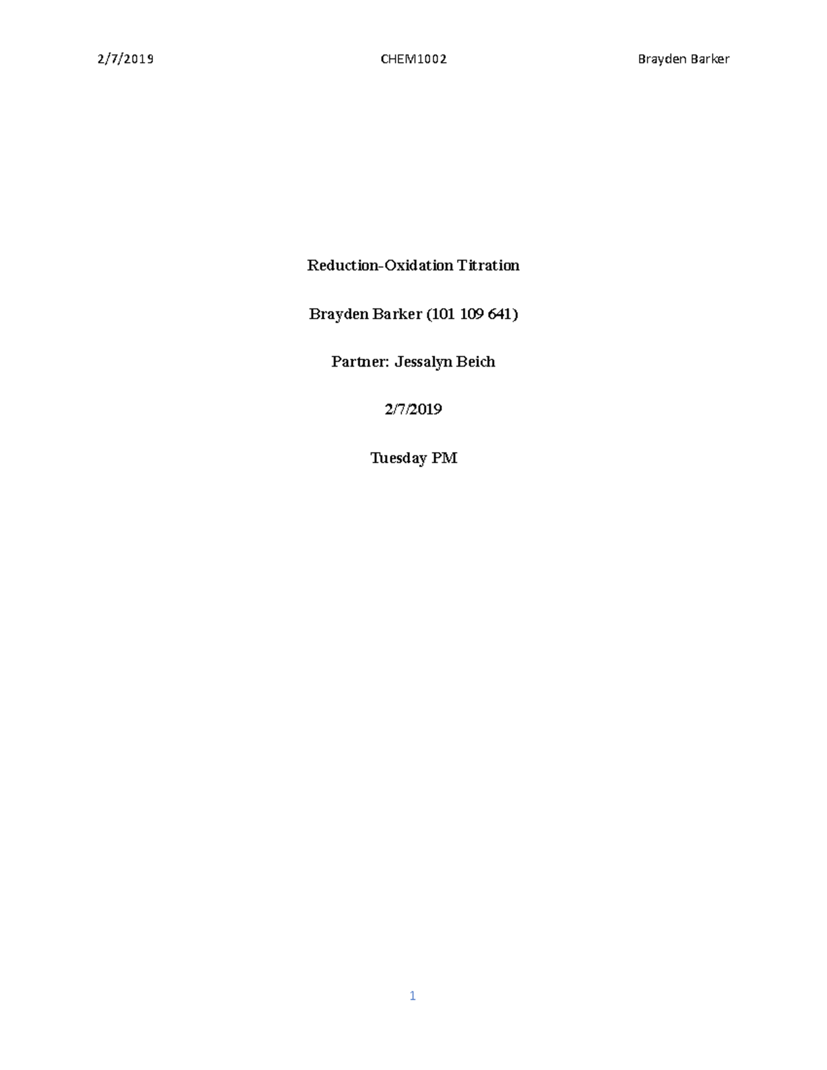 CHEM1002 Redox Titration Lab Report: Analyzing Iron Samples - Studocu