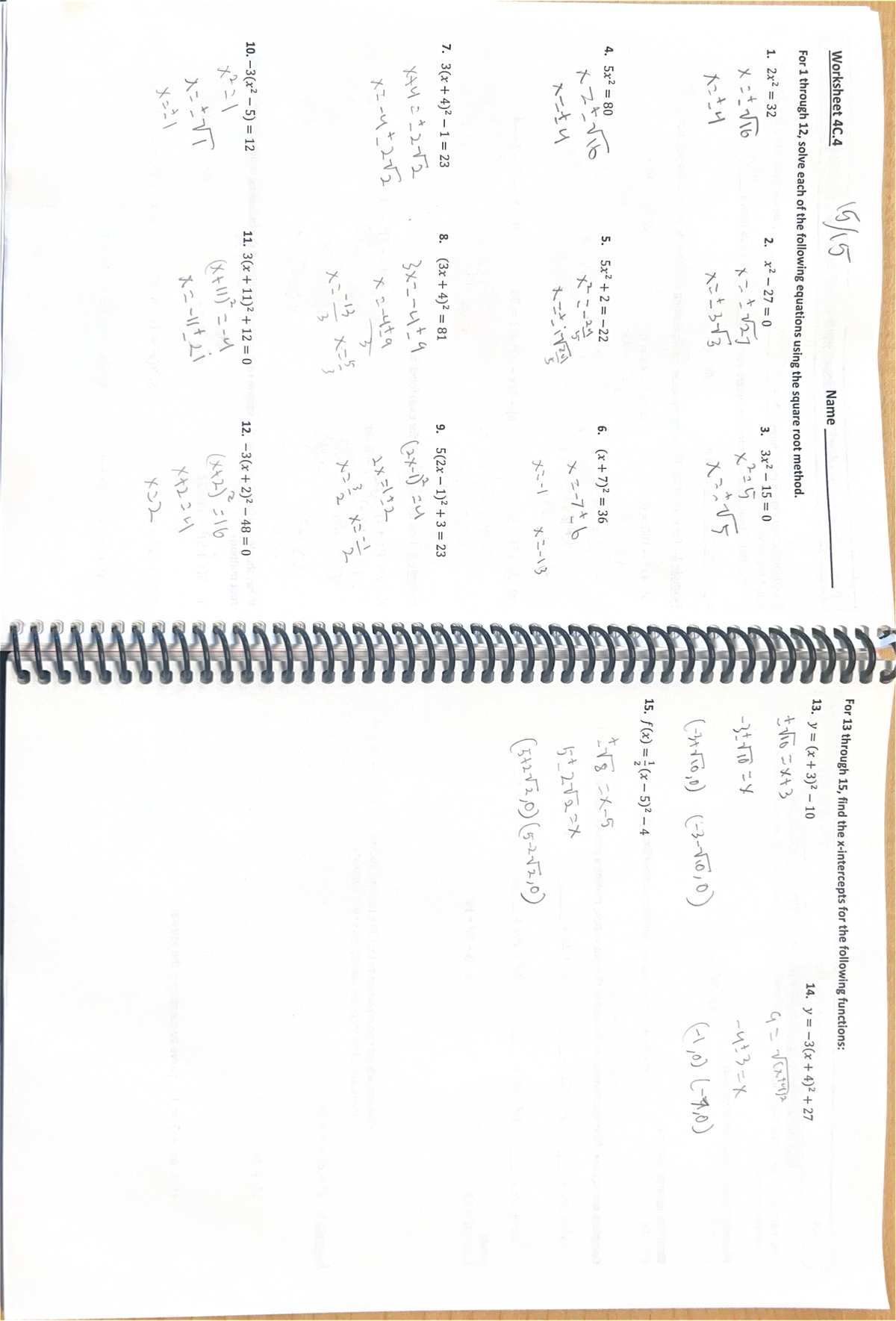 Worksheet 4C - assignment 4c.4 - Worksheet 4C Name For 13 through 15 ...