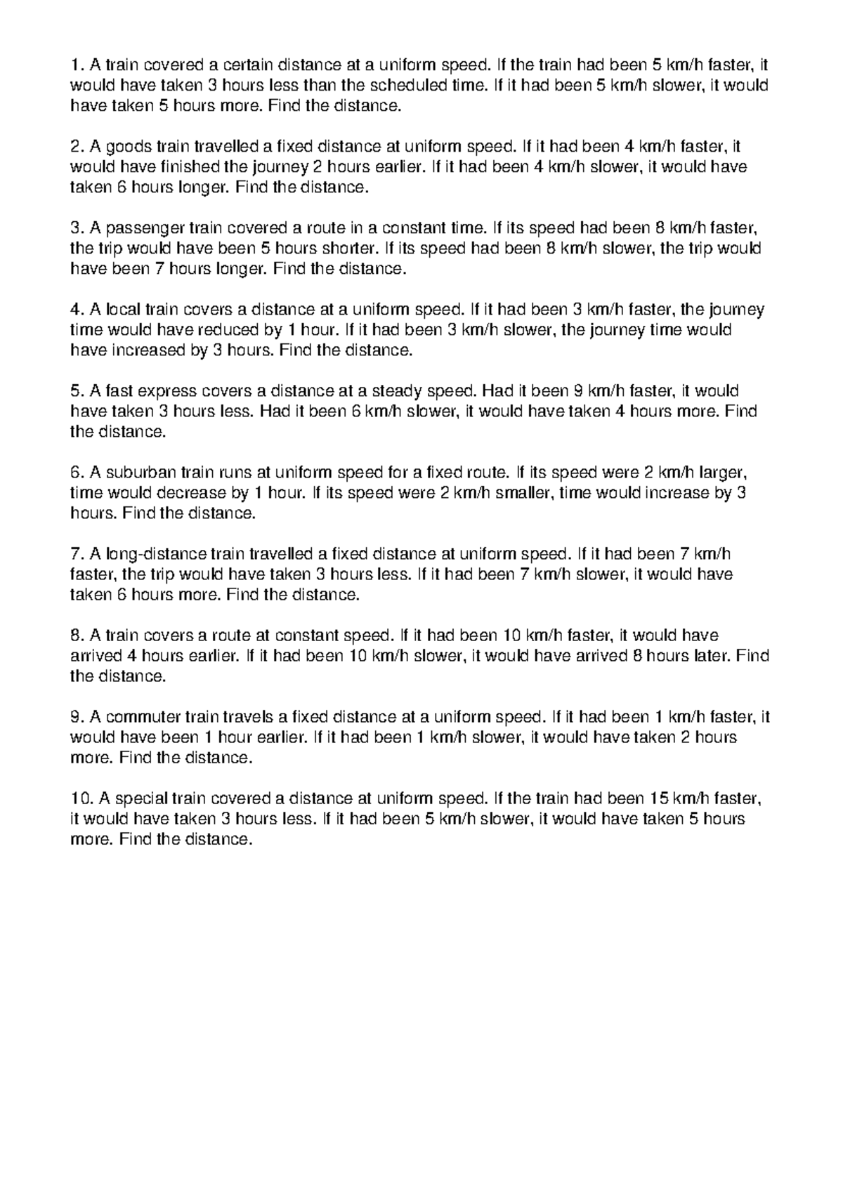 Train Speed Problems - GDD: Find the Distance - Studocu