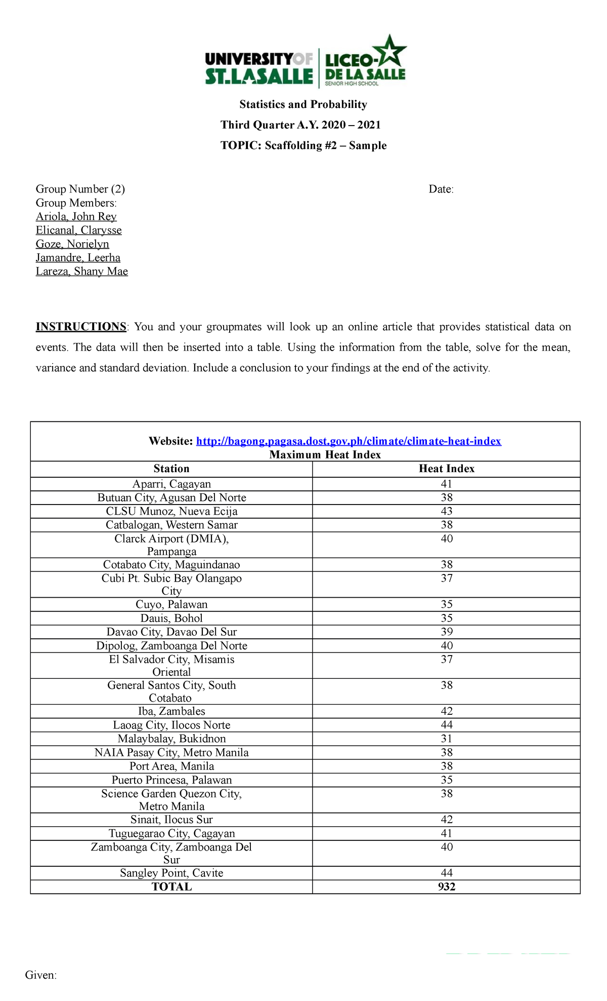 TO DO Scaffolding 2 Sample - Statistics and Probability Third Quarter A ...
