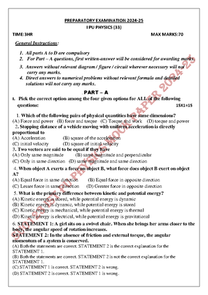 7 Models-I PU Physics - Notes for 1st puc - MODEL QUESTION PAPER FOR ...