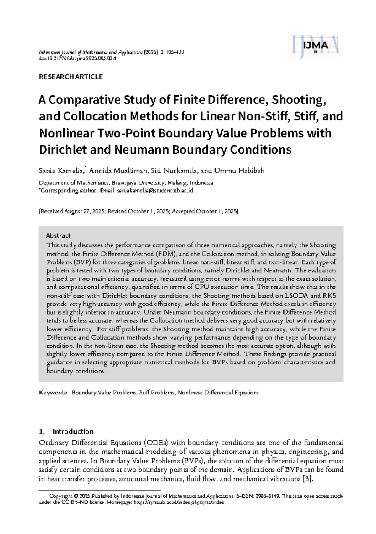 A Comparative Study of Numerical Methods for BVPs: FDM, Shooting ...
