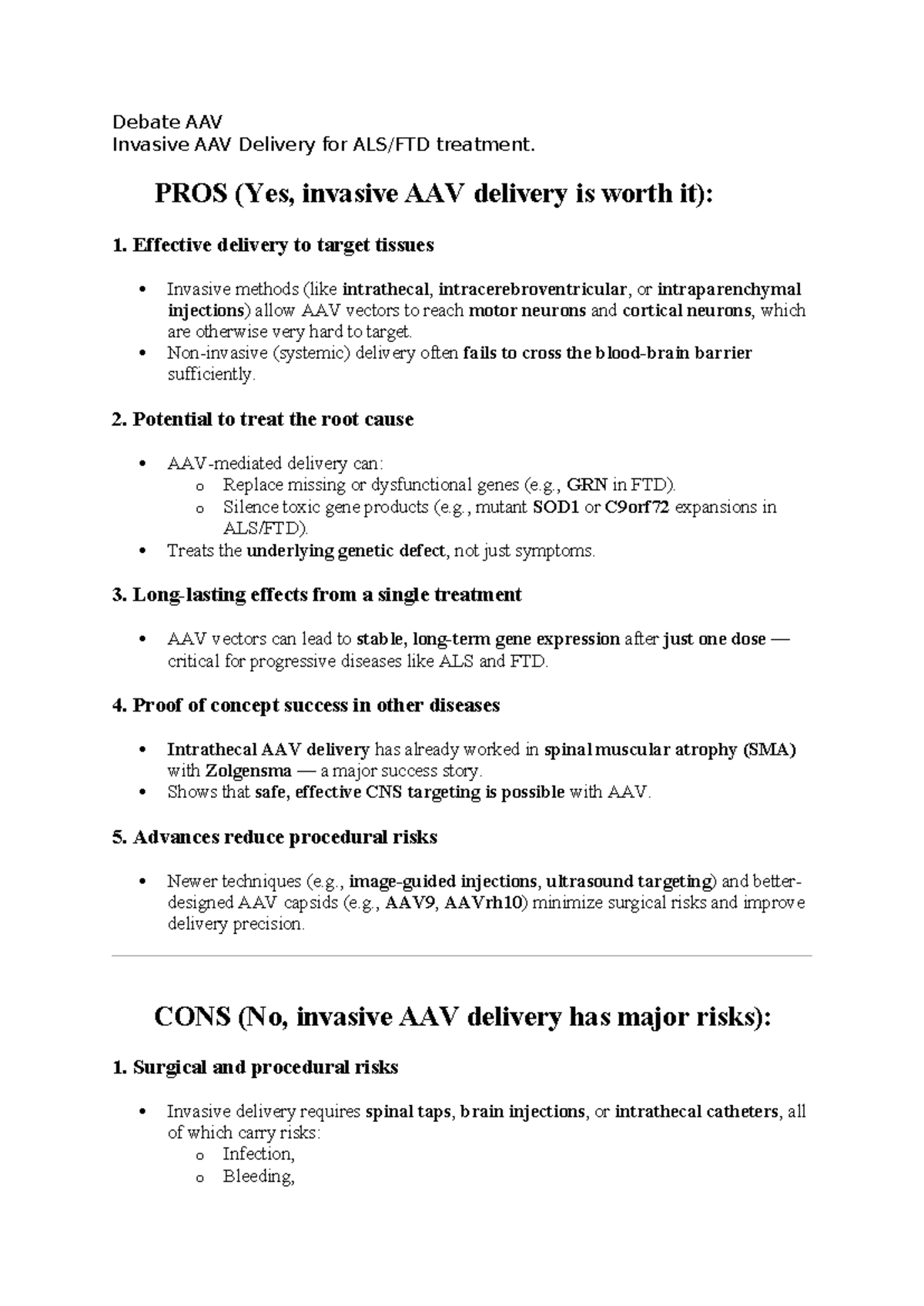 Debate AAV Delivery: Pros and Cons of Invasive Methods for Treatment ...