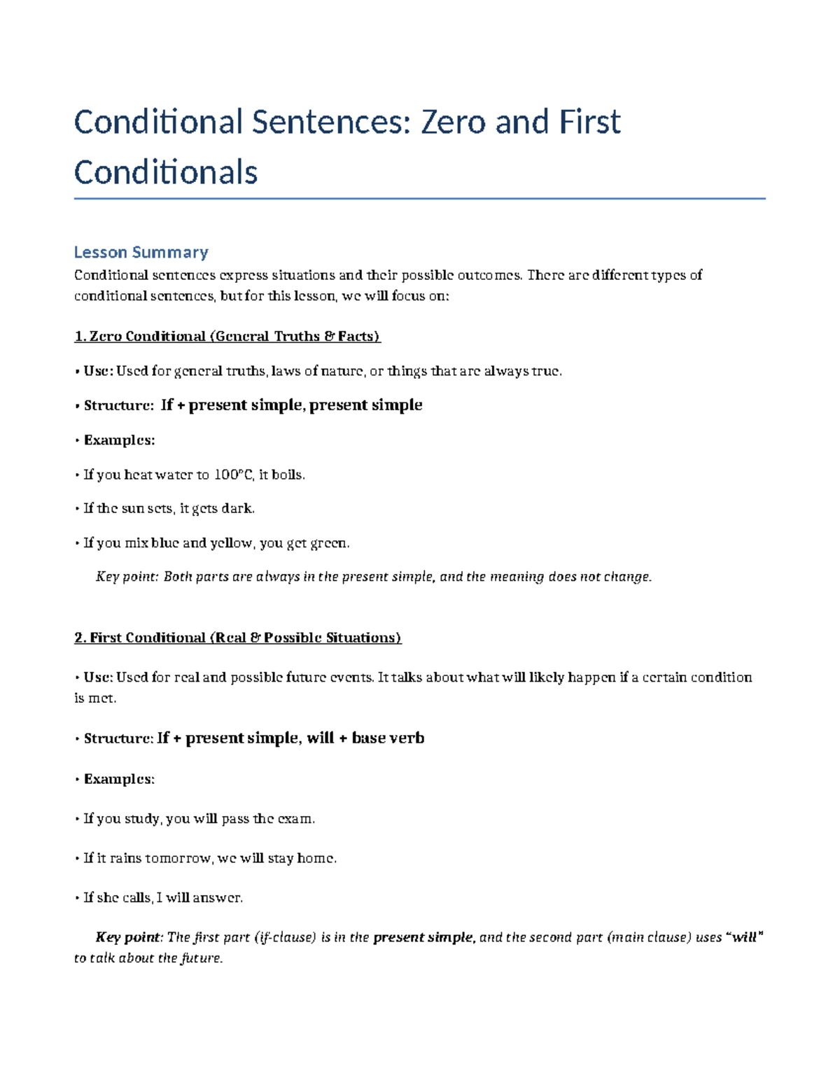 Conditional Sentences Worksheet: Zero & First Conditionals Exercise ...