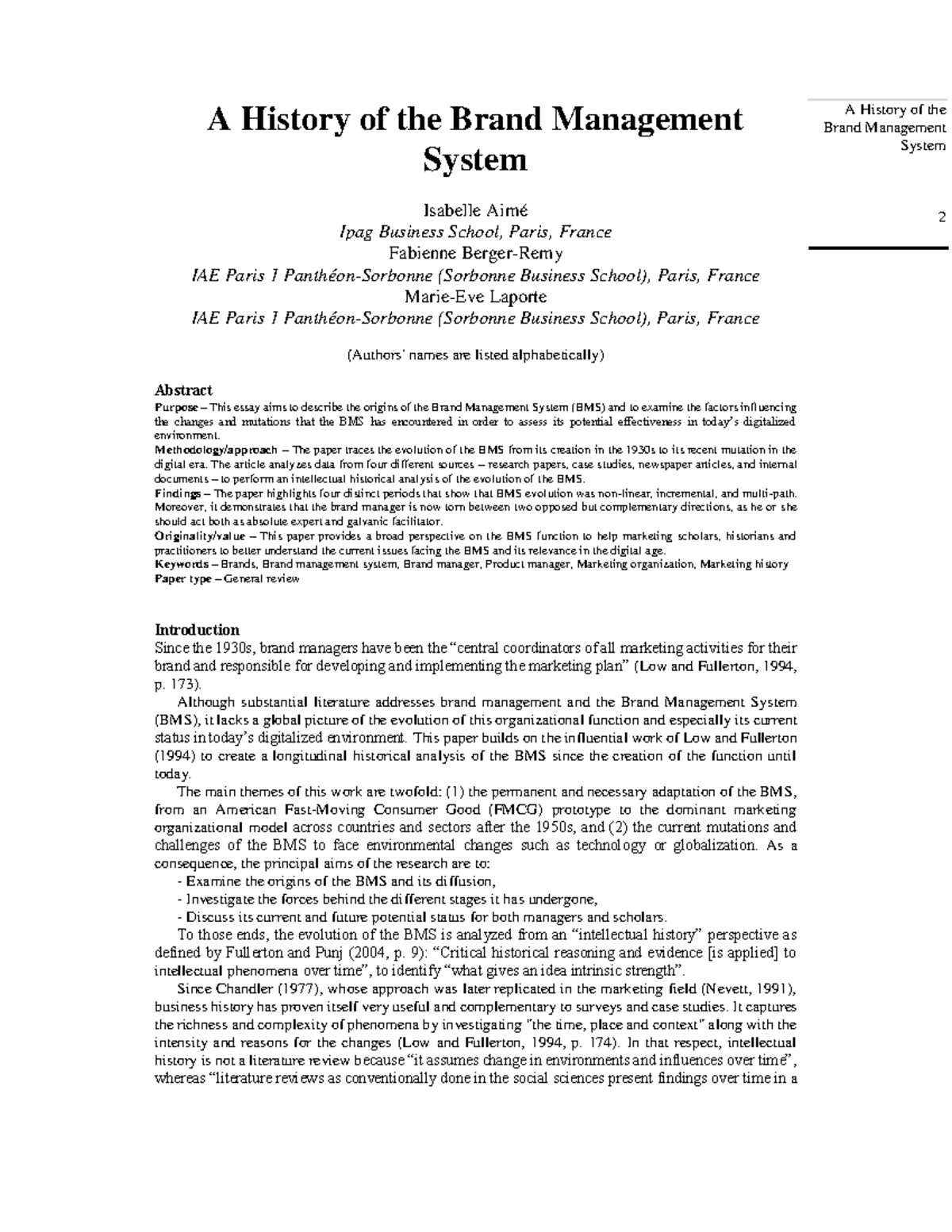 A Historical Review of the Brand Management System (BMS) - P18-2017 ...