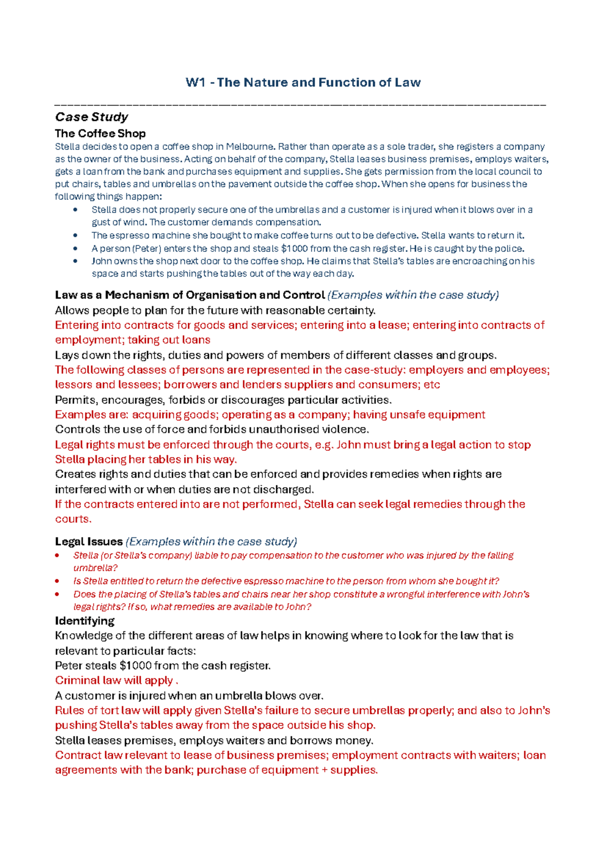 W1 Case Study: The Nature and Function of Law in Business Operations ...