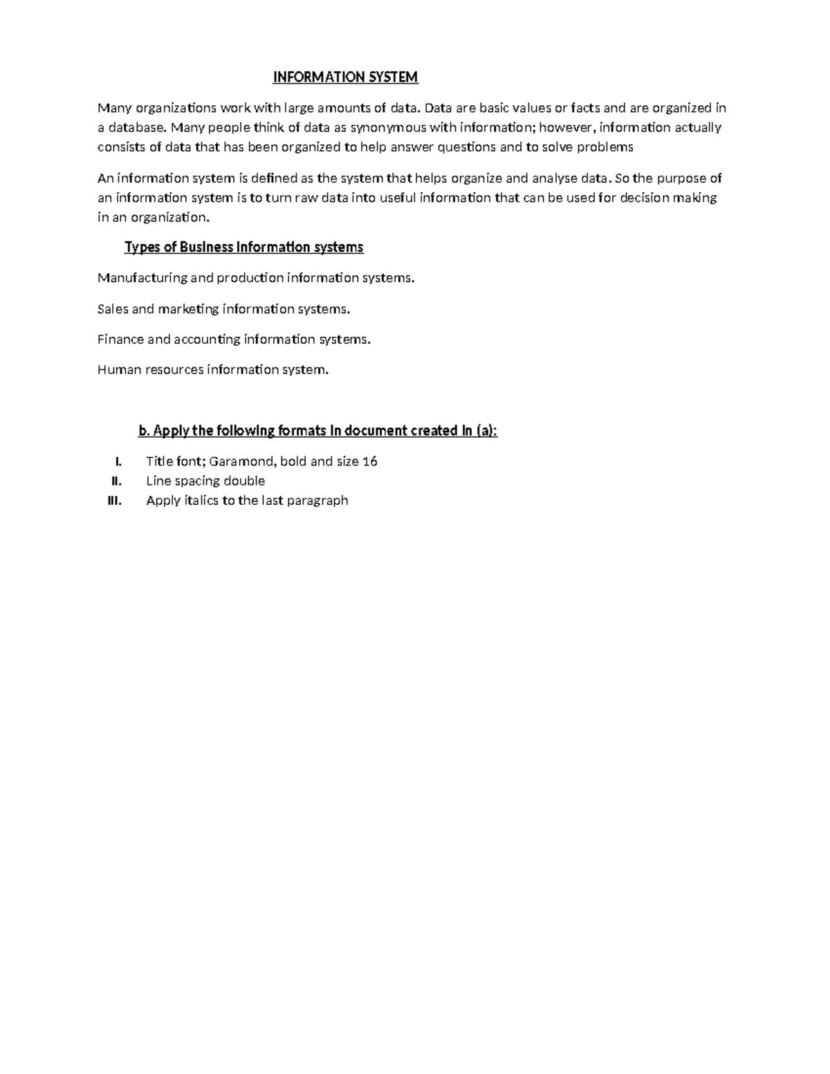 INFO SYS: Understanding Data Organization & Analysis - Studocu