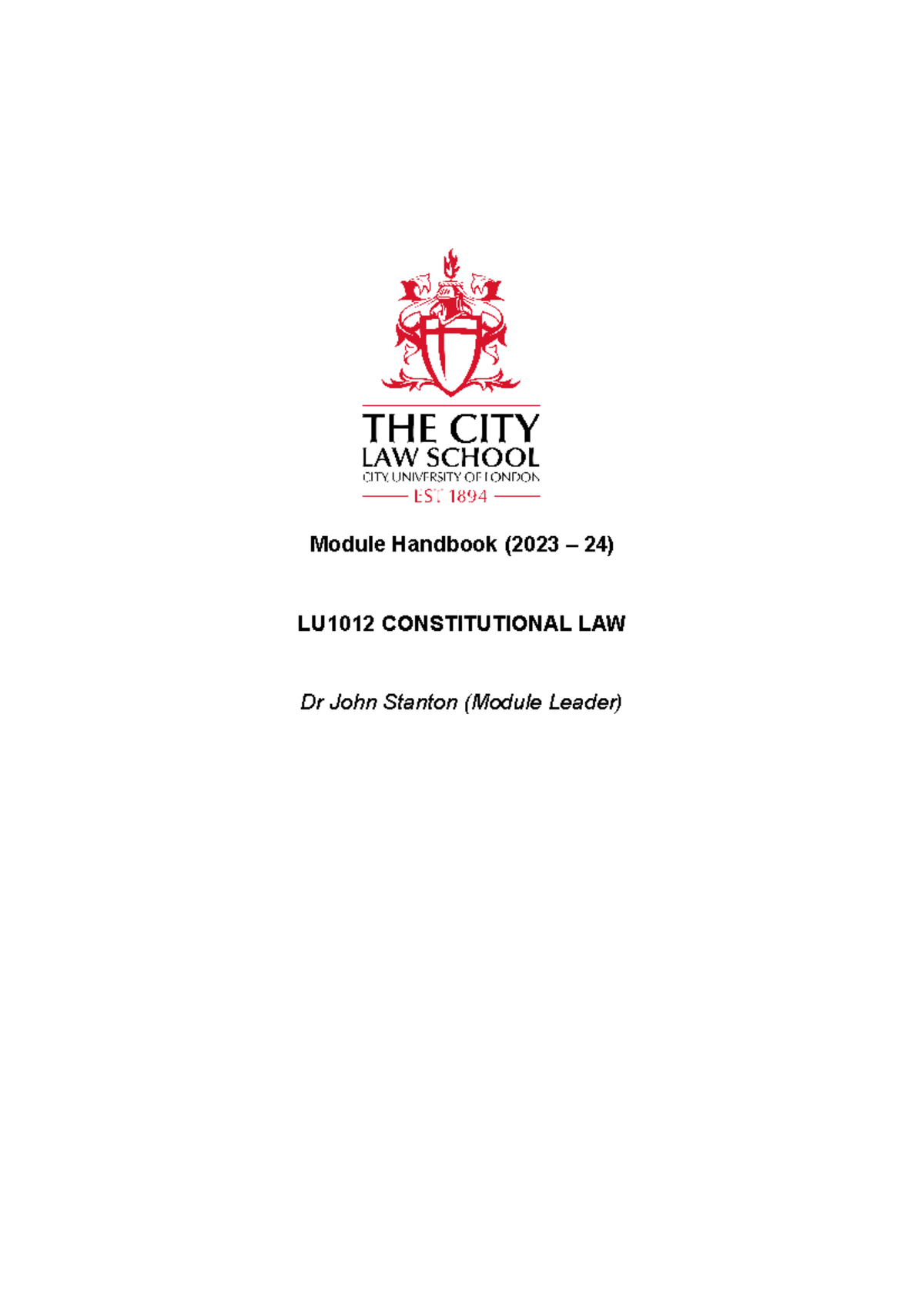 Constitutional Law - Module Handbook (23 - 24) - Module Handbook (2023 ...