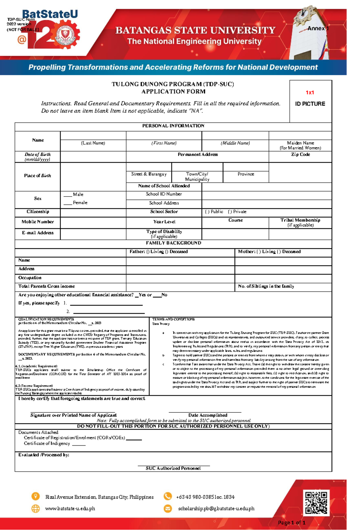 Ruth-4 - asasa - TULONG DUNONG PROGRAM (TDP-SUC) APPLICATION FORM ...
