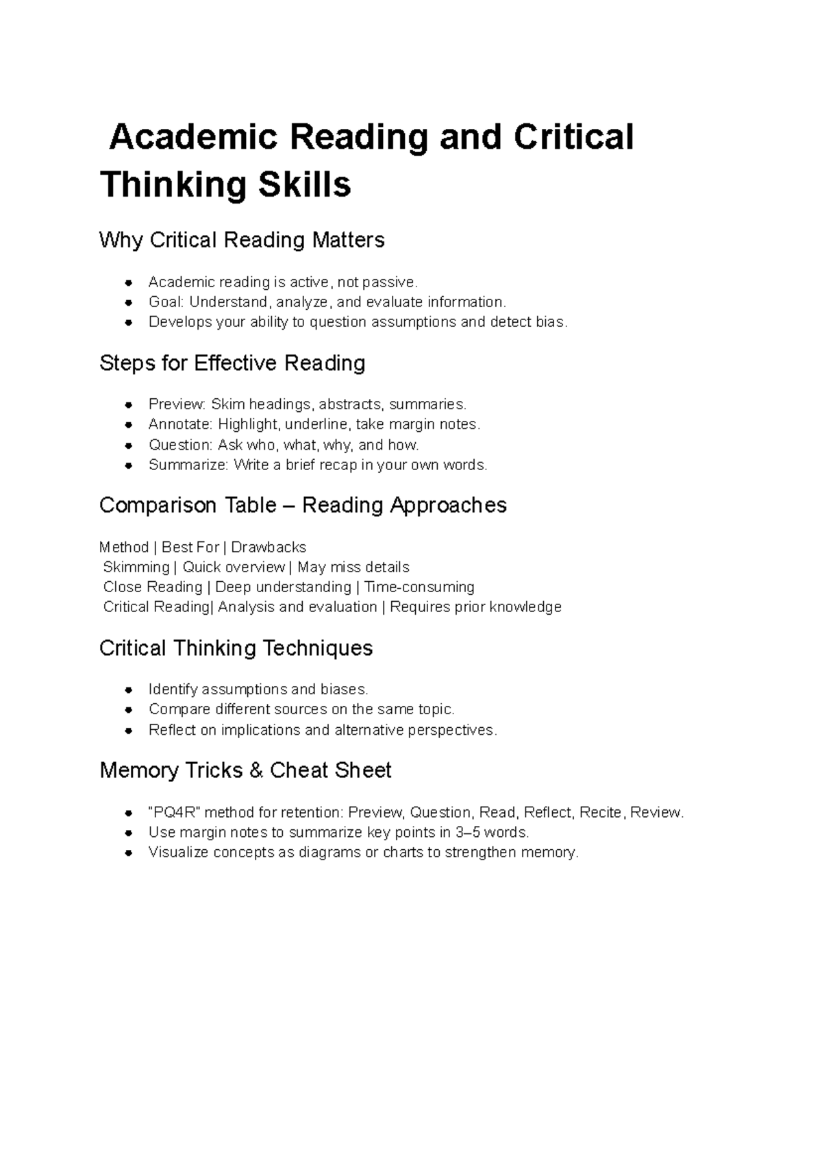 Academic Reading & Critical Thinking Skills: Why It Matters - Studocu