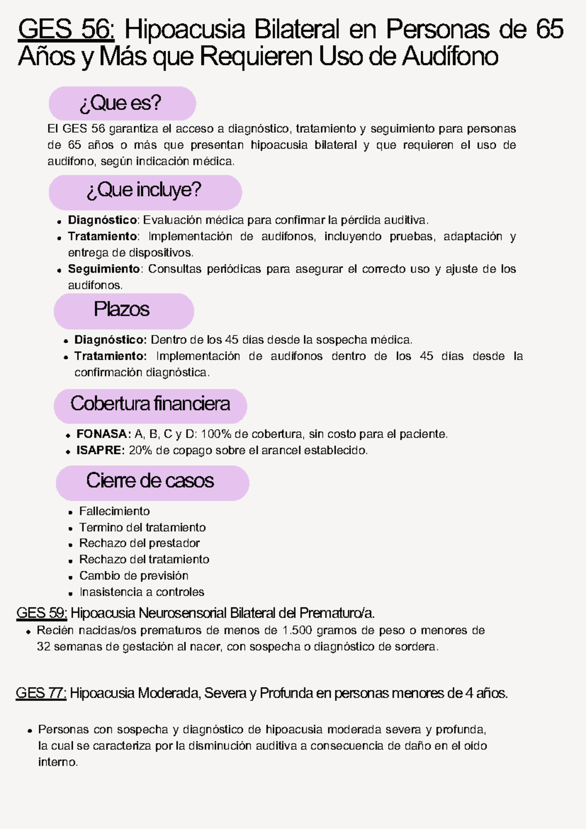 GES 56: Resumen sobre Hipoacusia Bilateral y Uso de Audífonos - Studocu