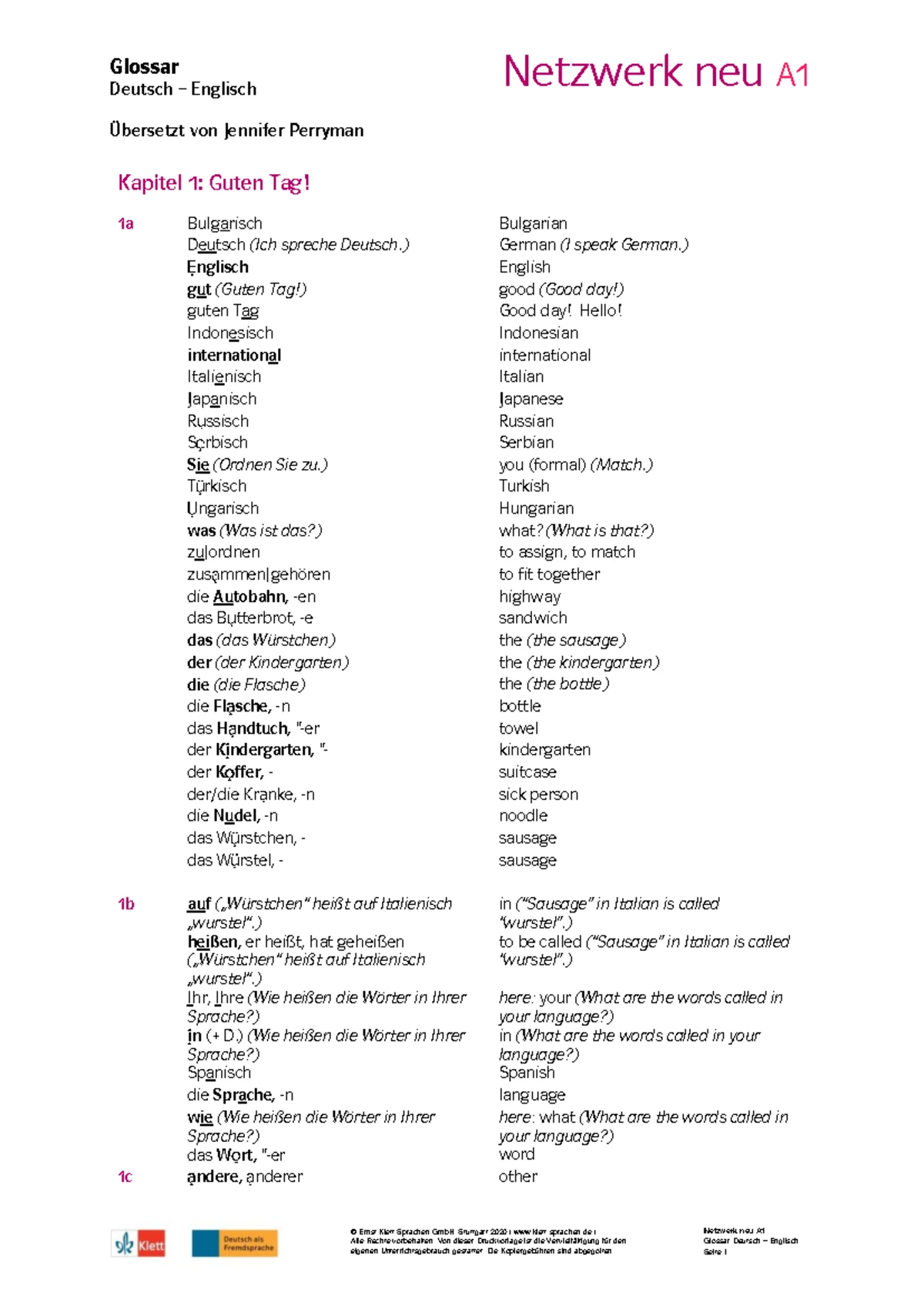 Netzwerk neu A1 - Intensivtrainer: Lösungen und Übungen - Studocu