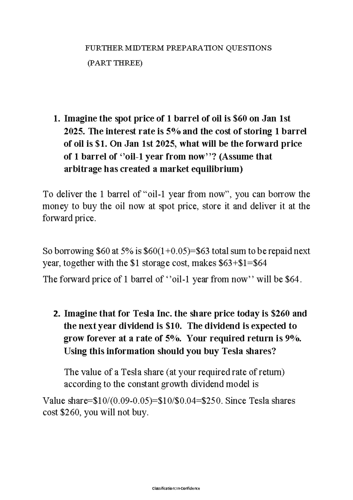 FIN 301 MIDTERM PREP: FURTHER QUESTIONS PART THREE - Studocu