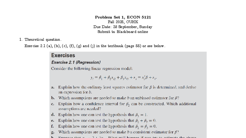 Problem Set 1 - ECON 5121 Fall 2025 Homework Instructions - Studocu