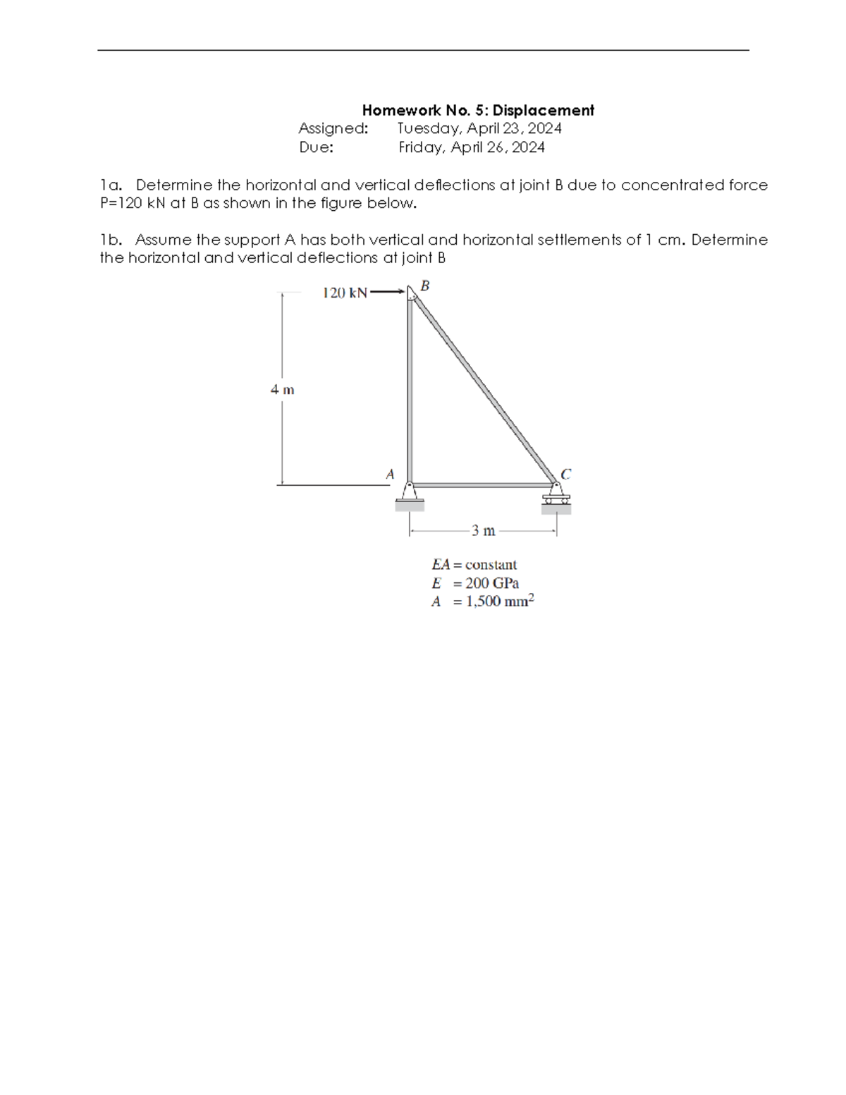 Homework 5: Displacement analysis and deflection calculations - Studocu