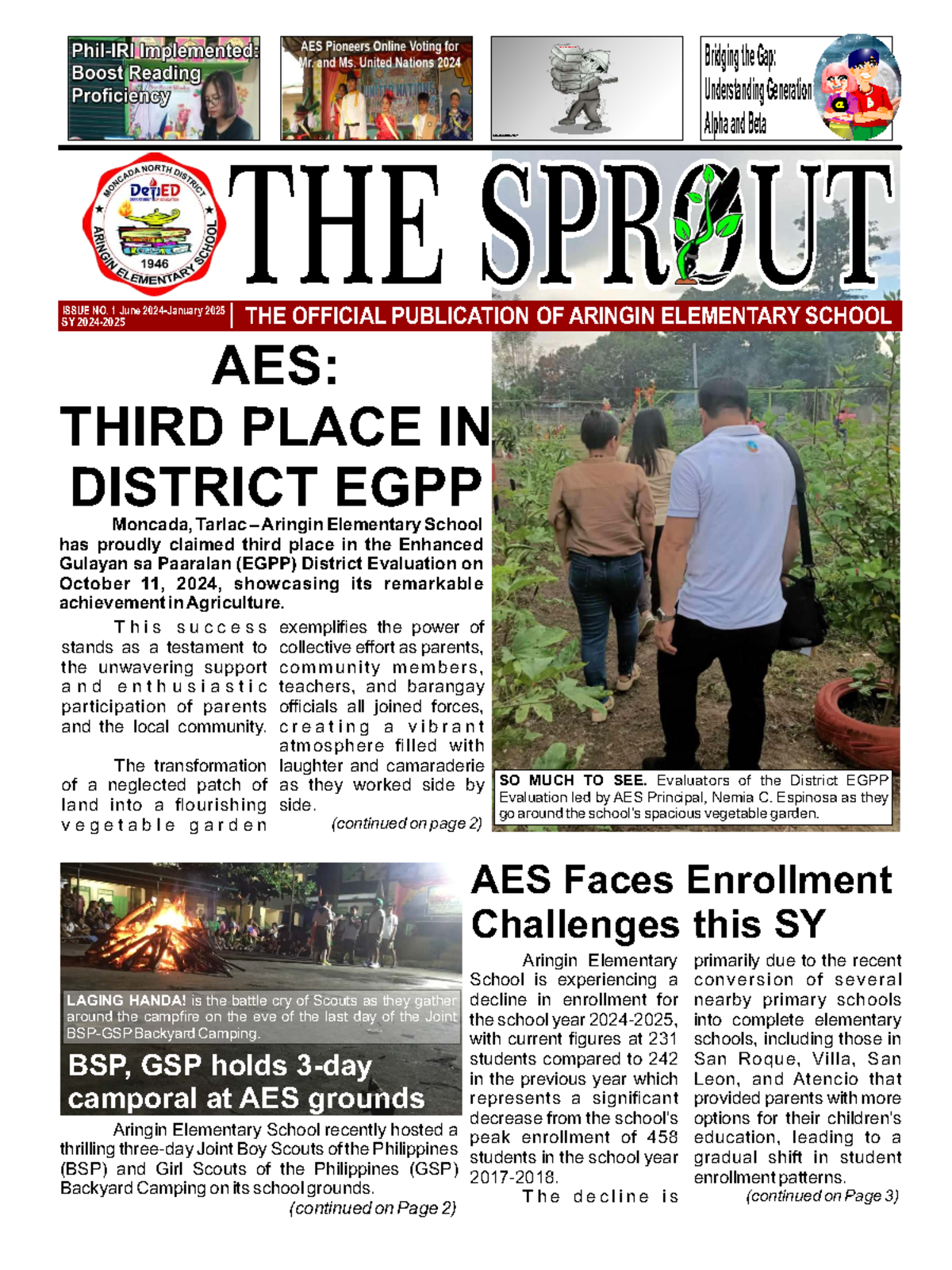 The Sprout First Issue - THE SPROUT THE OFFICIAL PUBLICATION OF ARINGIN ...