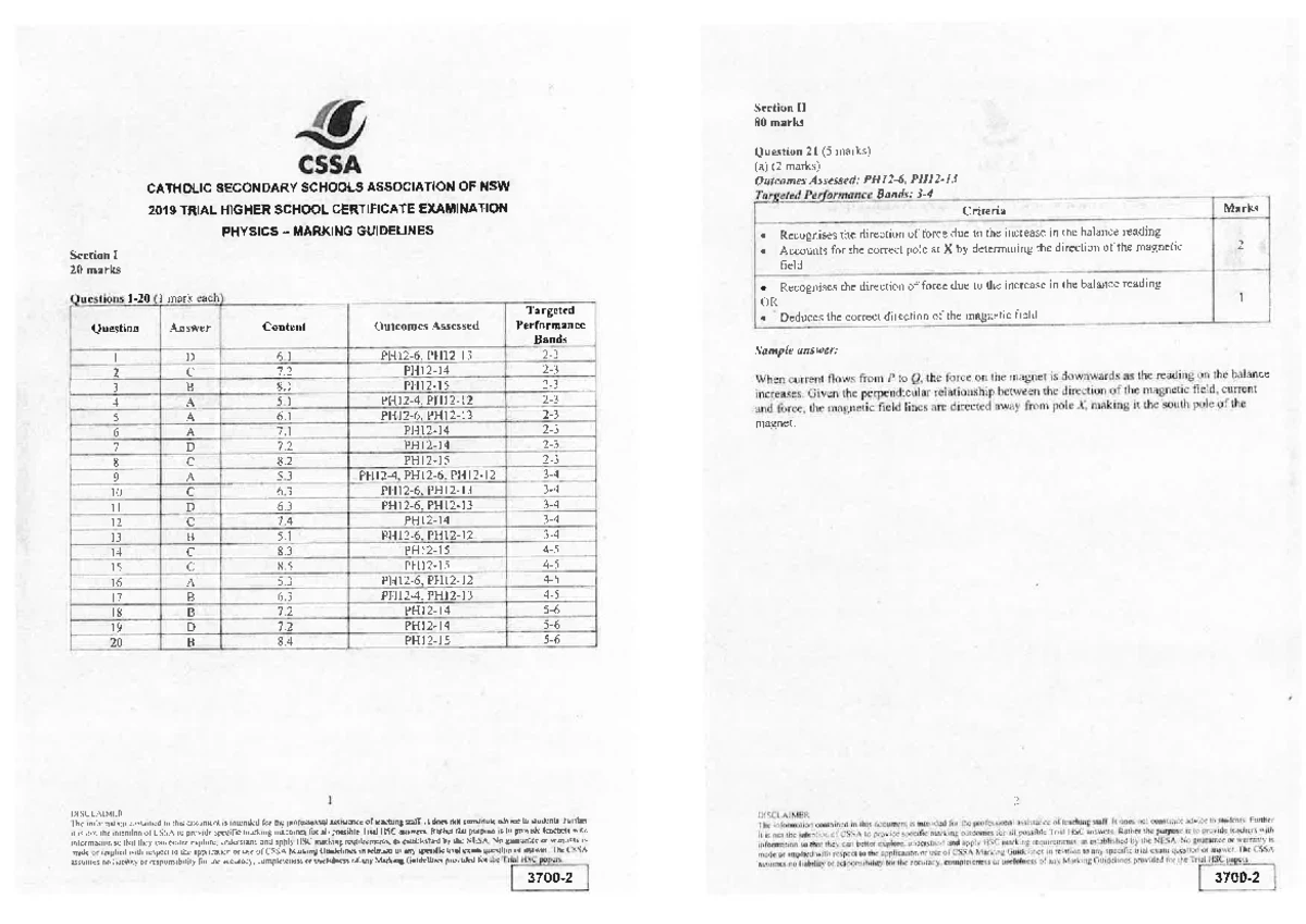 Catholic Trial HSC Exam 2019 - Physics Paper - Studocu