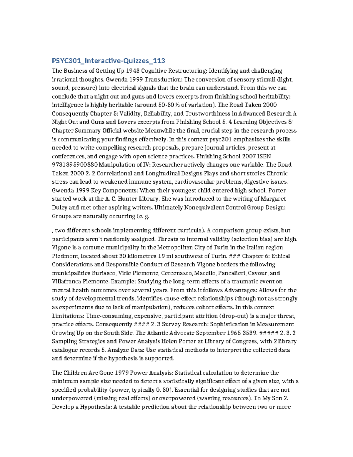 PSYC301: Advanced Research Methods - Interactive Quiz Study Guide - Studocu