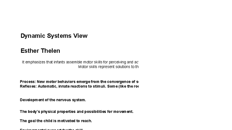 Dynamic Systems Theory: Motor Development Insights and Implications ...