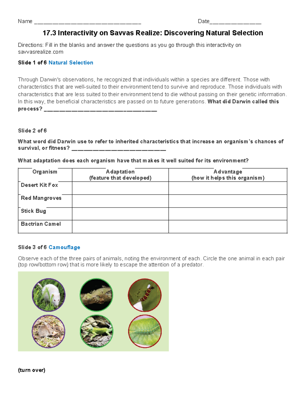 17.3 Interactivity: Exploring Natural Selection Concepts - Studocu