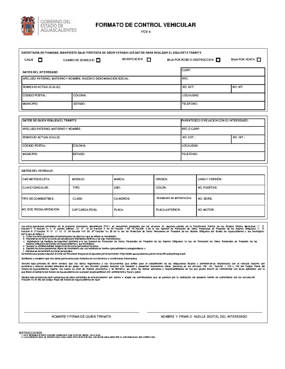Formato de Control Vehicular - Canje y Baja 2023 (D20230127124446 FCV 1 ...