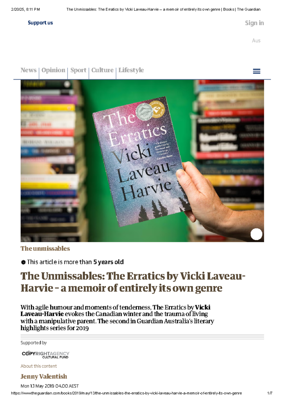 The Unmissables The Erratics by Vicki Laveau-Harvie – a memoir of ...