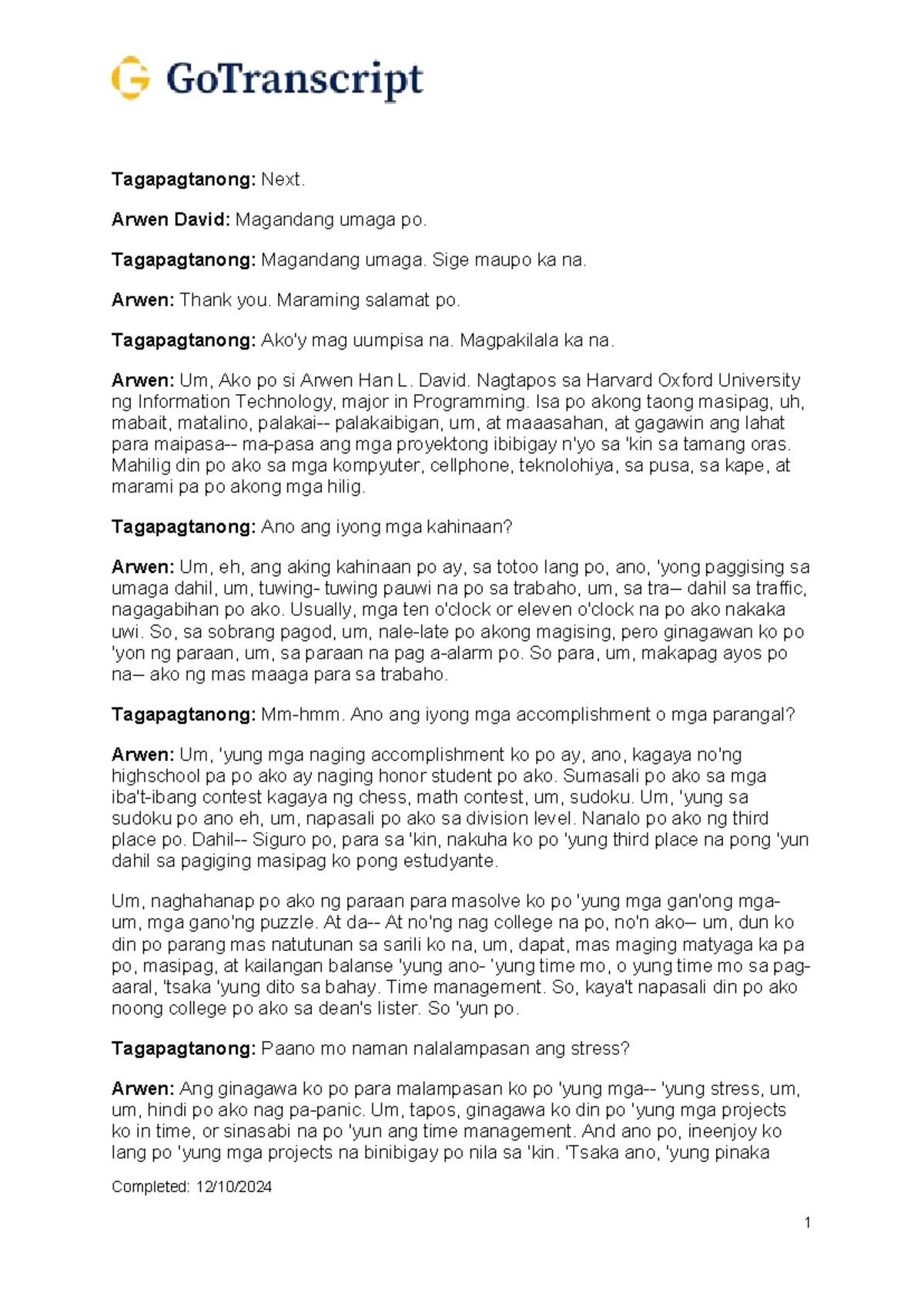 GT Transcription Guidelines for GoTranscript: Filipino Edition - Studocu