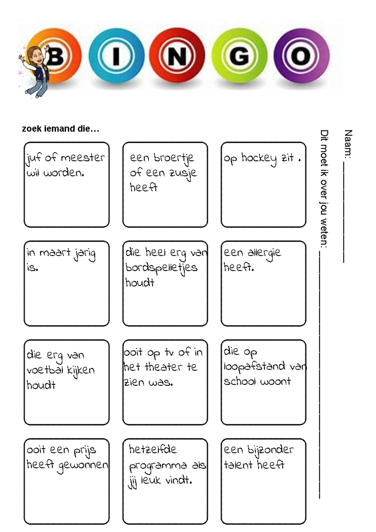 Kennismakingsbingo - Stage Activiteit en Spelvragen - Studeersnel