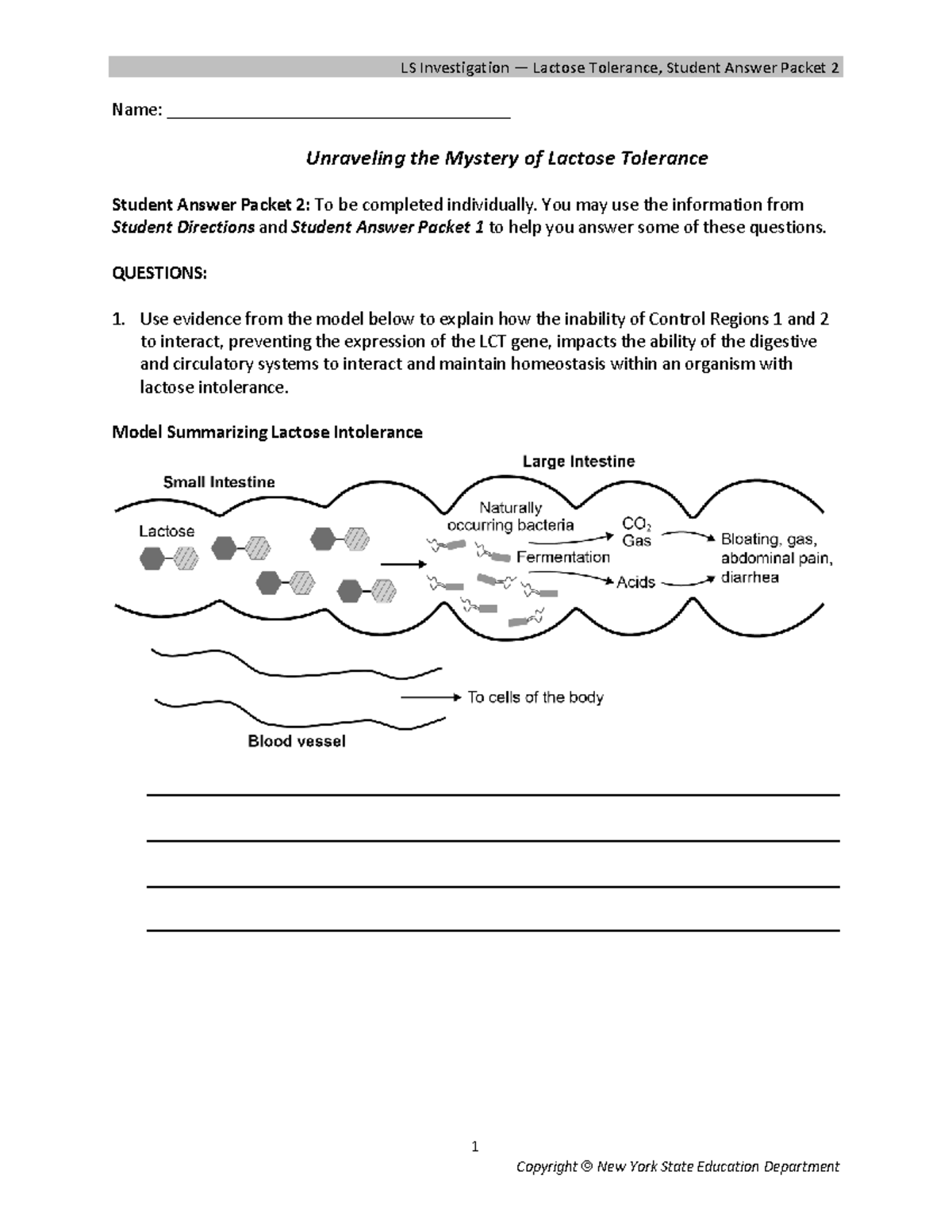 Lactose Tolerance Analysis - LS Student Answer Packet 2 - Studocu