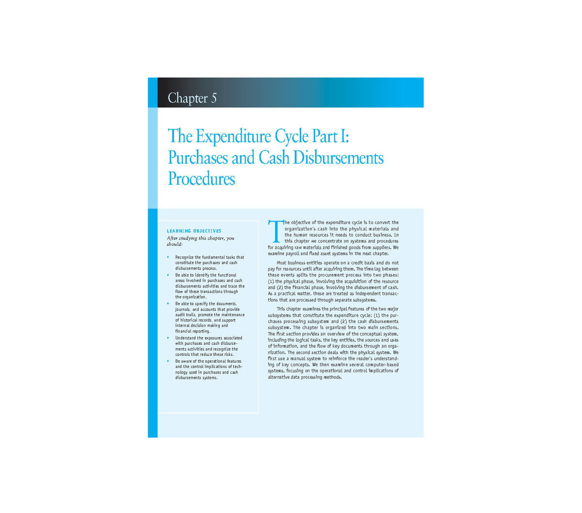 8. Chapter 5 - Expenditure Cycle Part I: Purchases & Cash Disbursement ...