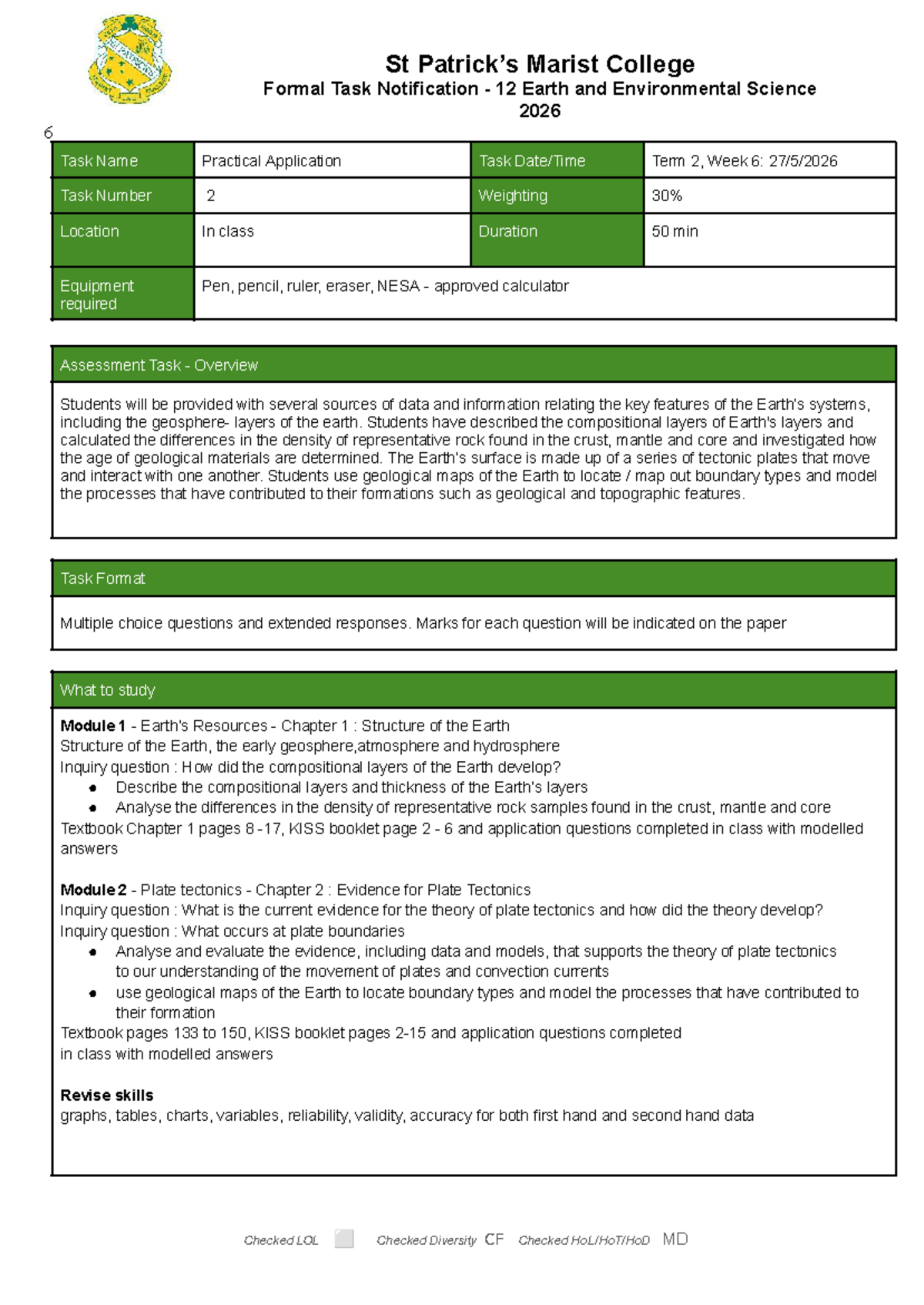 Formal Task Notification - EES 12 Practical Application - Studocu