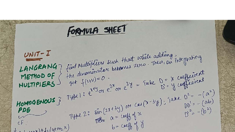 Maths Sem3 Cheat Sheet: Fourier Series & Transform Techniques - Studocu