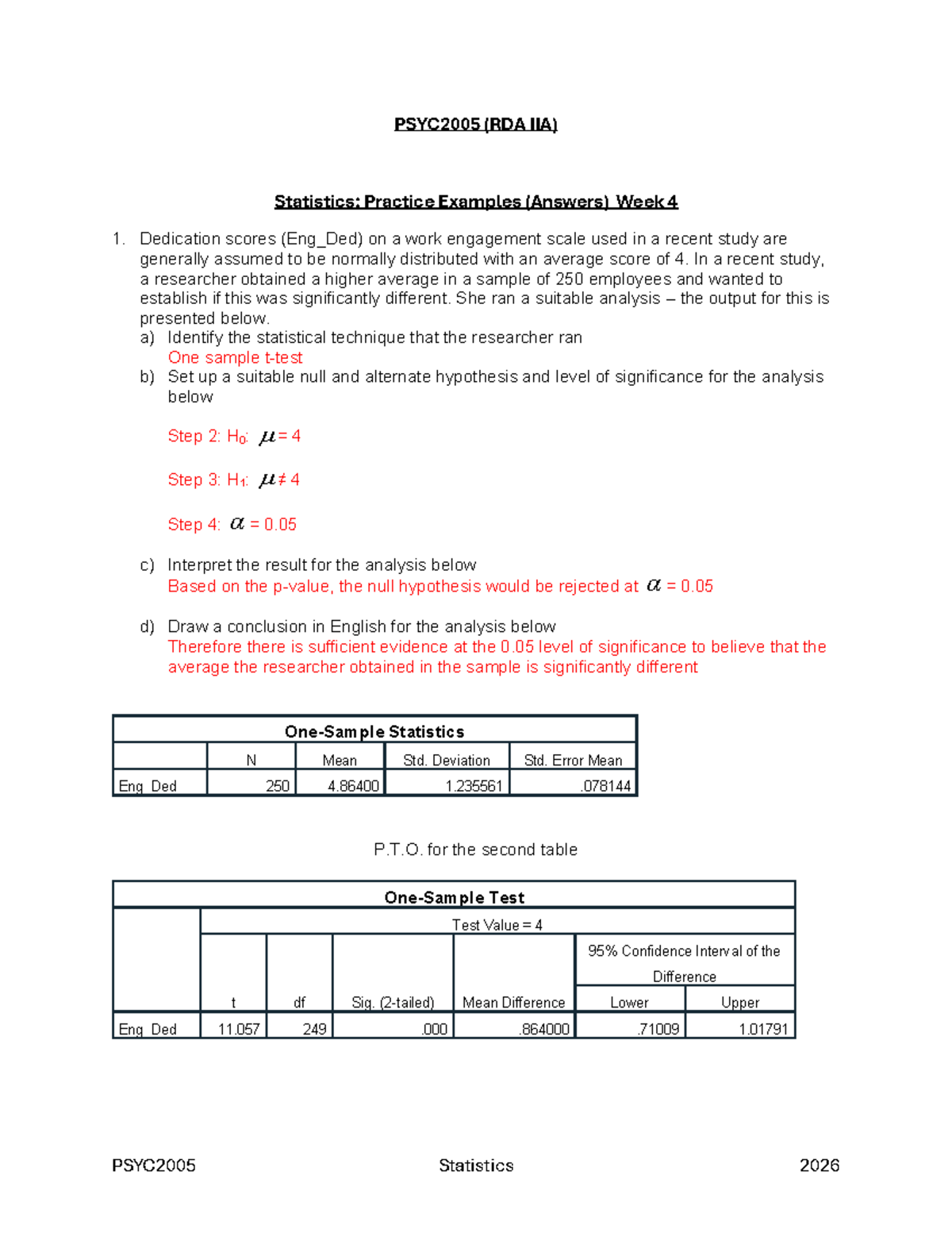 PSYC2005 Statistics Practice Examples (Answers) Week 4 - Studocu