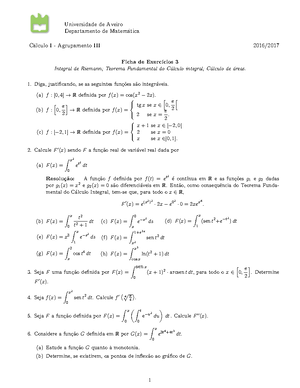 Res. Folha 5 Cálculo II - Ficha de exercícios - l+1 .J (.tlríD r J ...