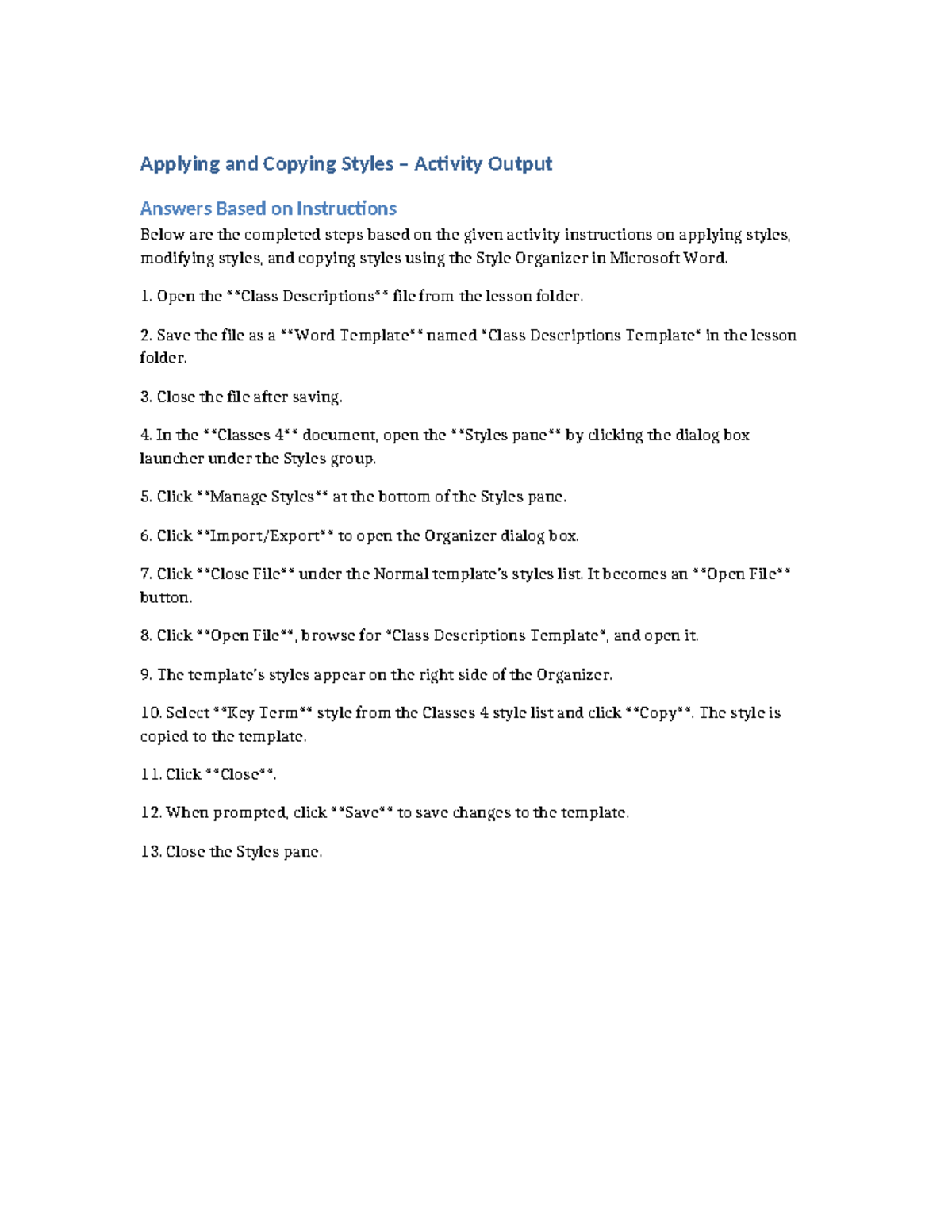 Applying and Copying Styles Activity Output for Inbound 2316 - Studocu