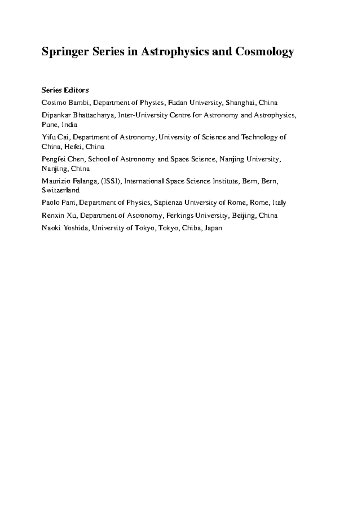 Springer Series in Astrophysics and Cosmology: Key Insights and ...