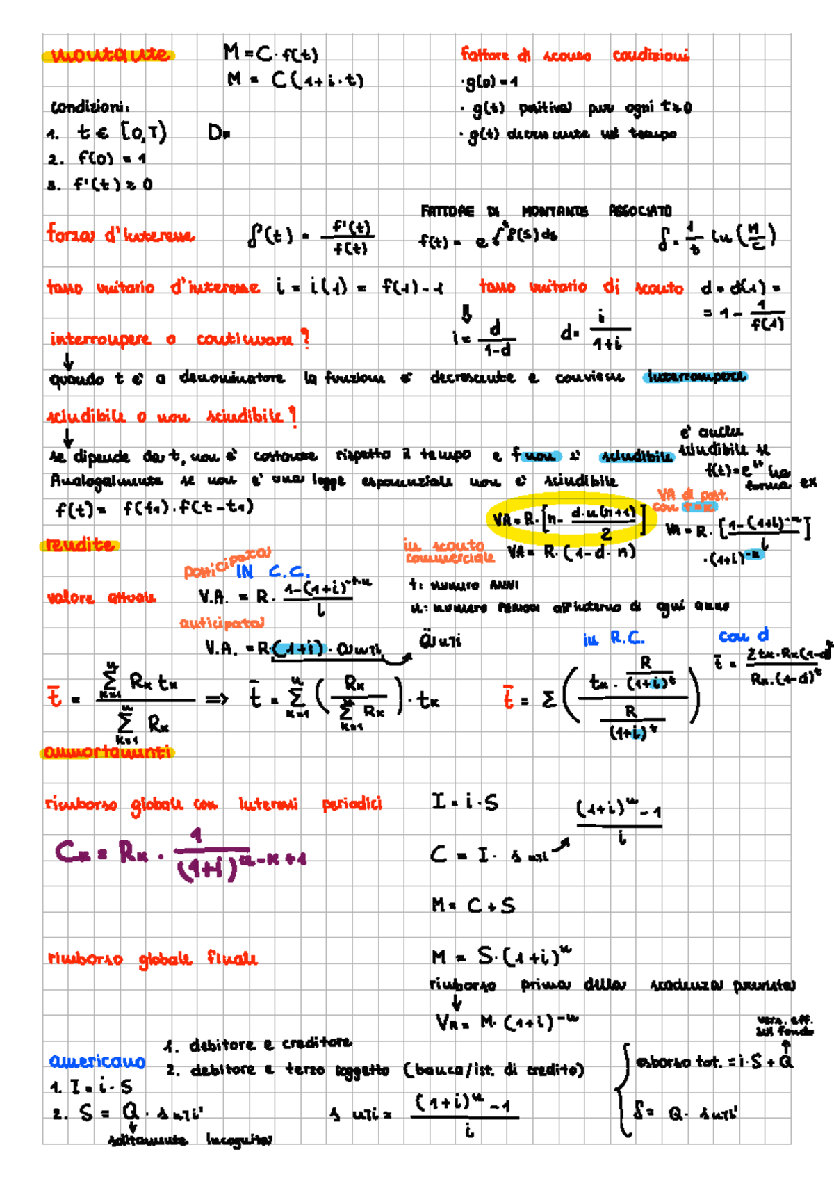 Formule Matematiche Finanziarie - M 1: Condizioni e Fattori - Studocu