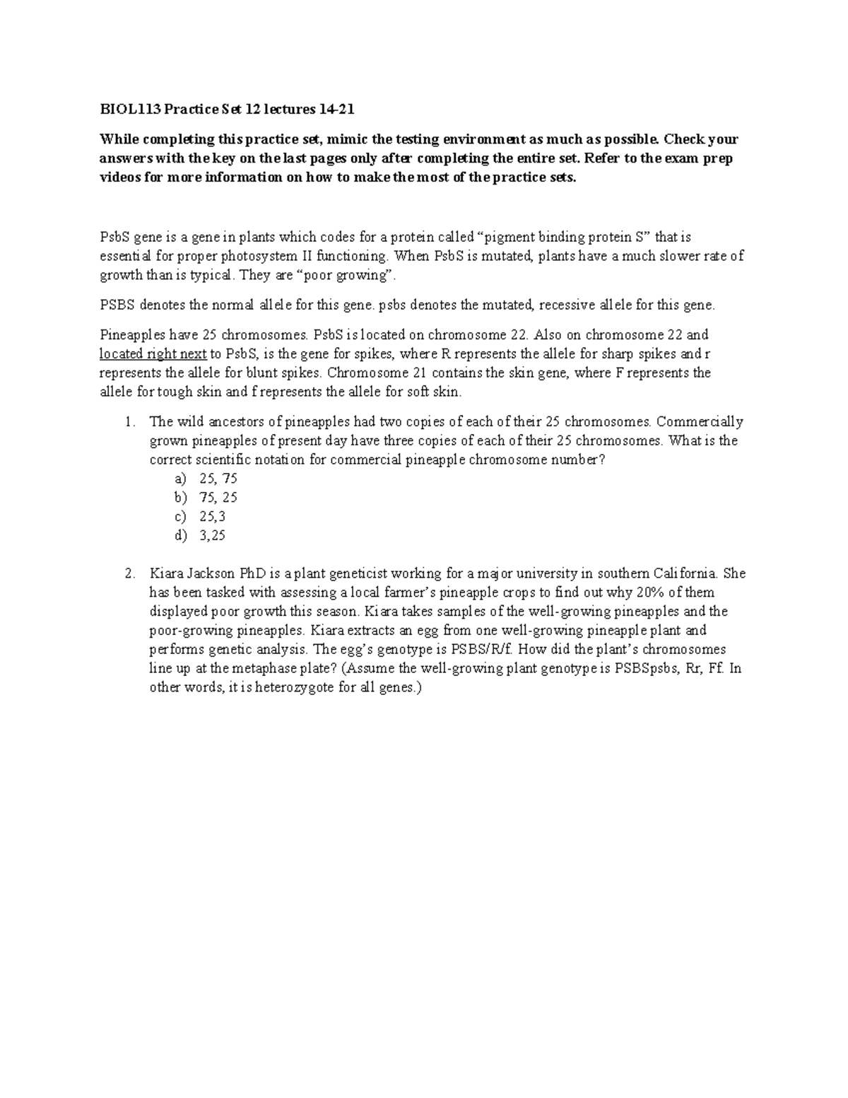 BIOL113 Practice Set 12: Lecture Notes 14-21 Review - Studocu