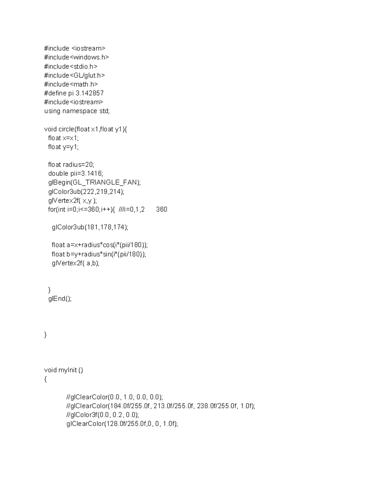 CS101: Circle Drawing in OpenGL - Code Implementation - Studocu